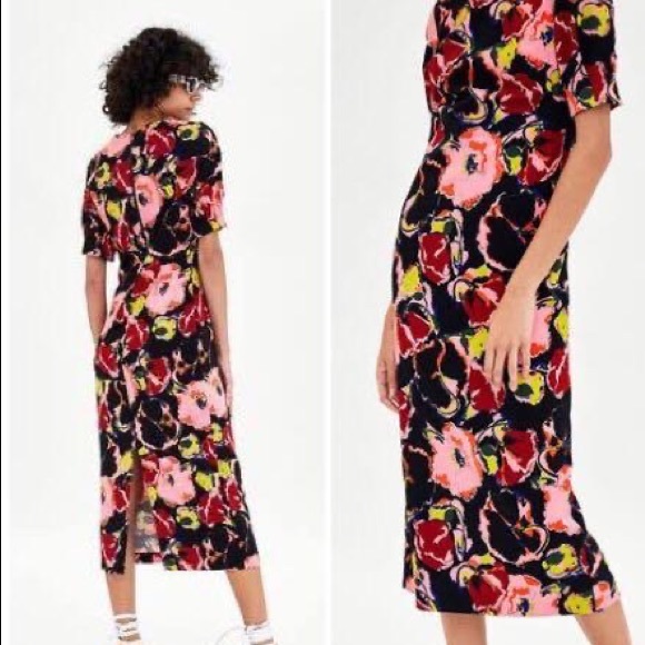 Zara | Dresses | Zara Trf Collection Floral Midi Dress | Poshmark